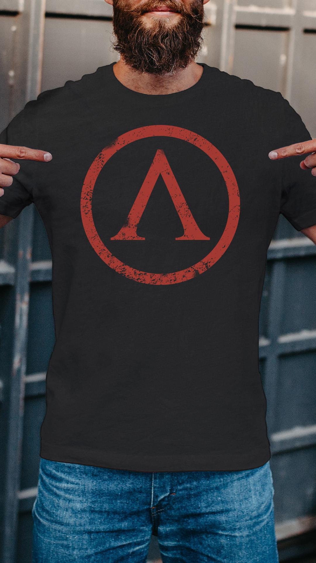 Spartan Lambda Symbol Crew Neck T-shirts Men Cotton - Etsy