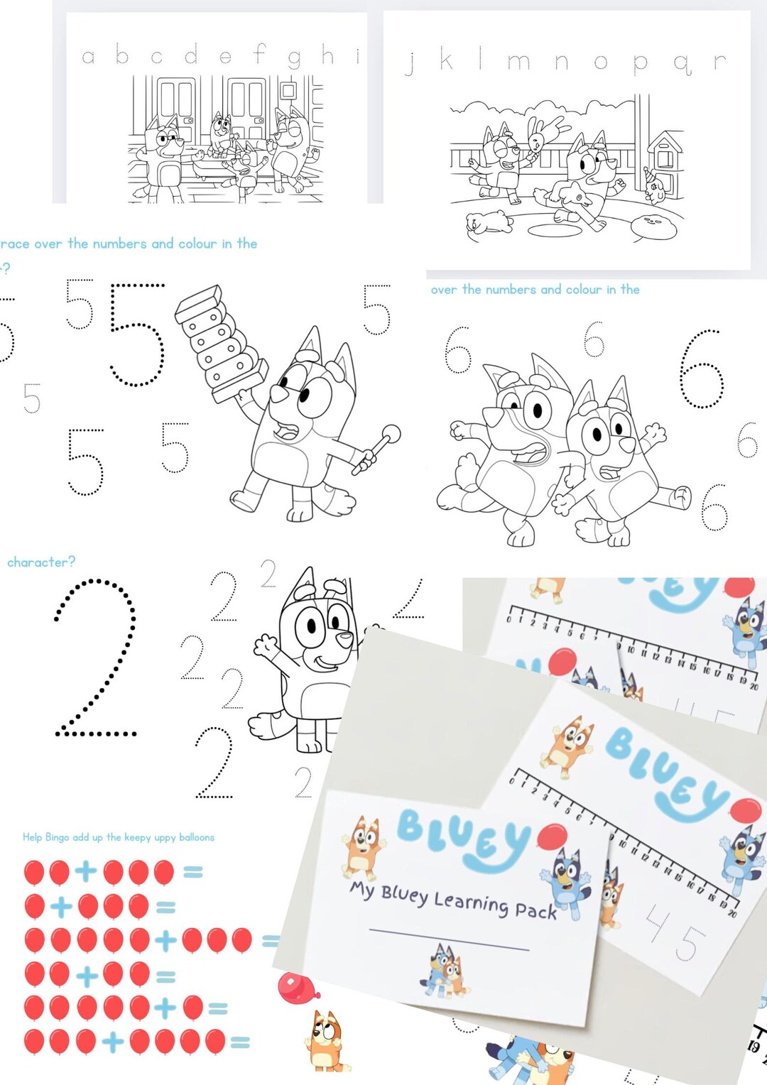 Bluey Early Learning Pack *PDF Download* 18 Pages, Tracing Numbers and ...