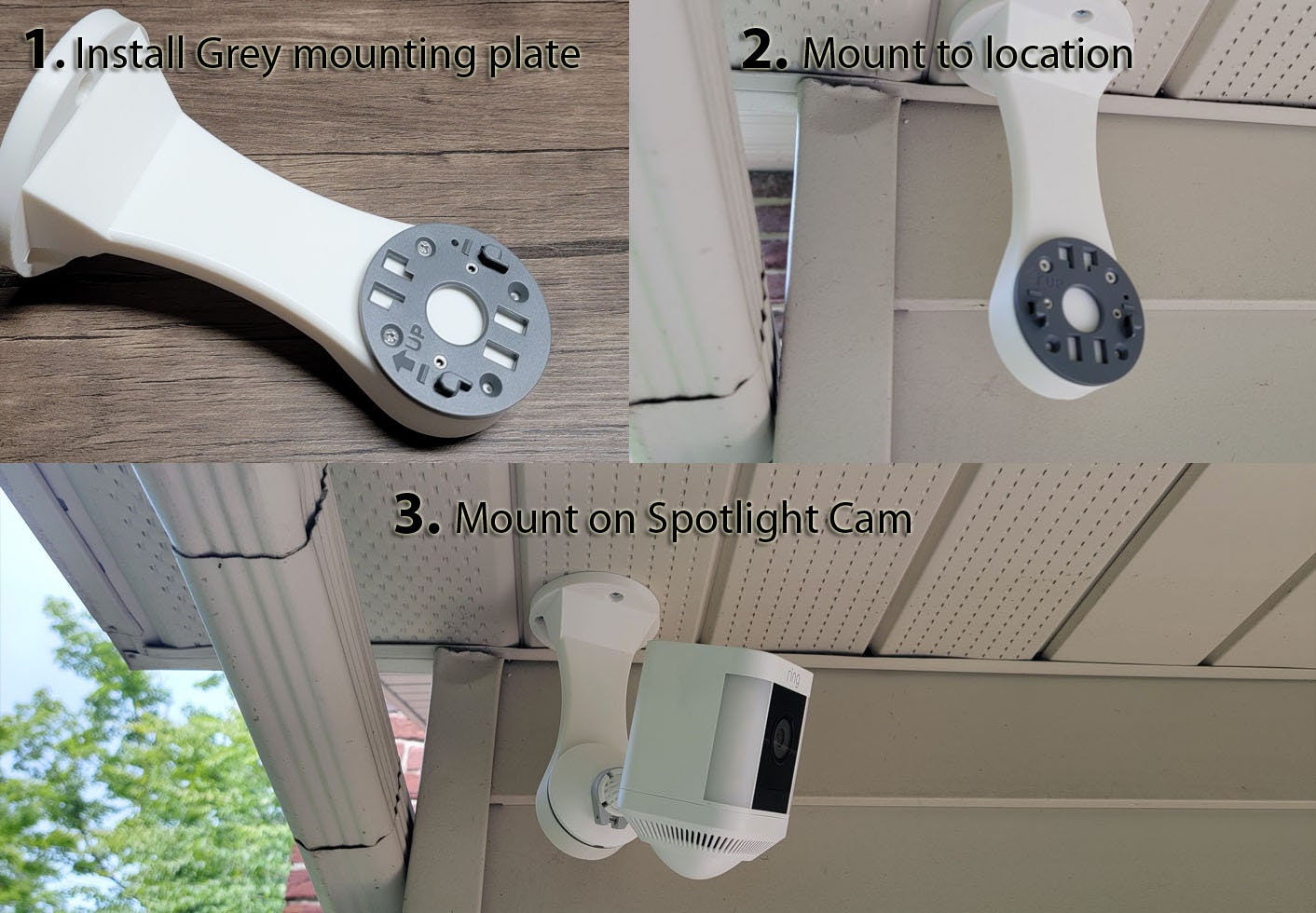 Ring Spotlight Camera Plus Multi-use Mount Ceiling, Wall, Under Eaves ...