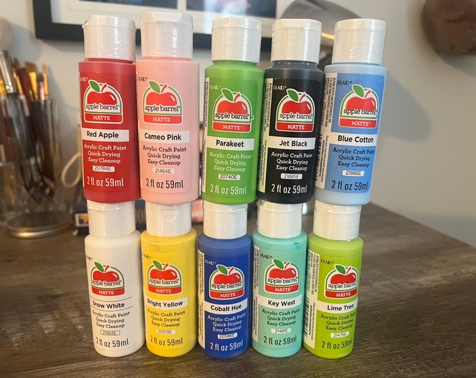 Apple Barrel Acrylic Paint Set, 10 Assorted Matte Finish Colors for ...