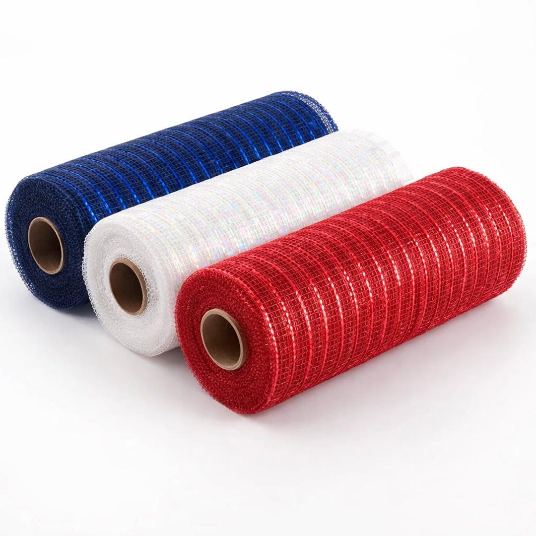 Patriotic Deco Mesh Bundle | Red White & Blue Deco Mesh | 10 Inch X 10 ...
