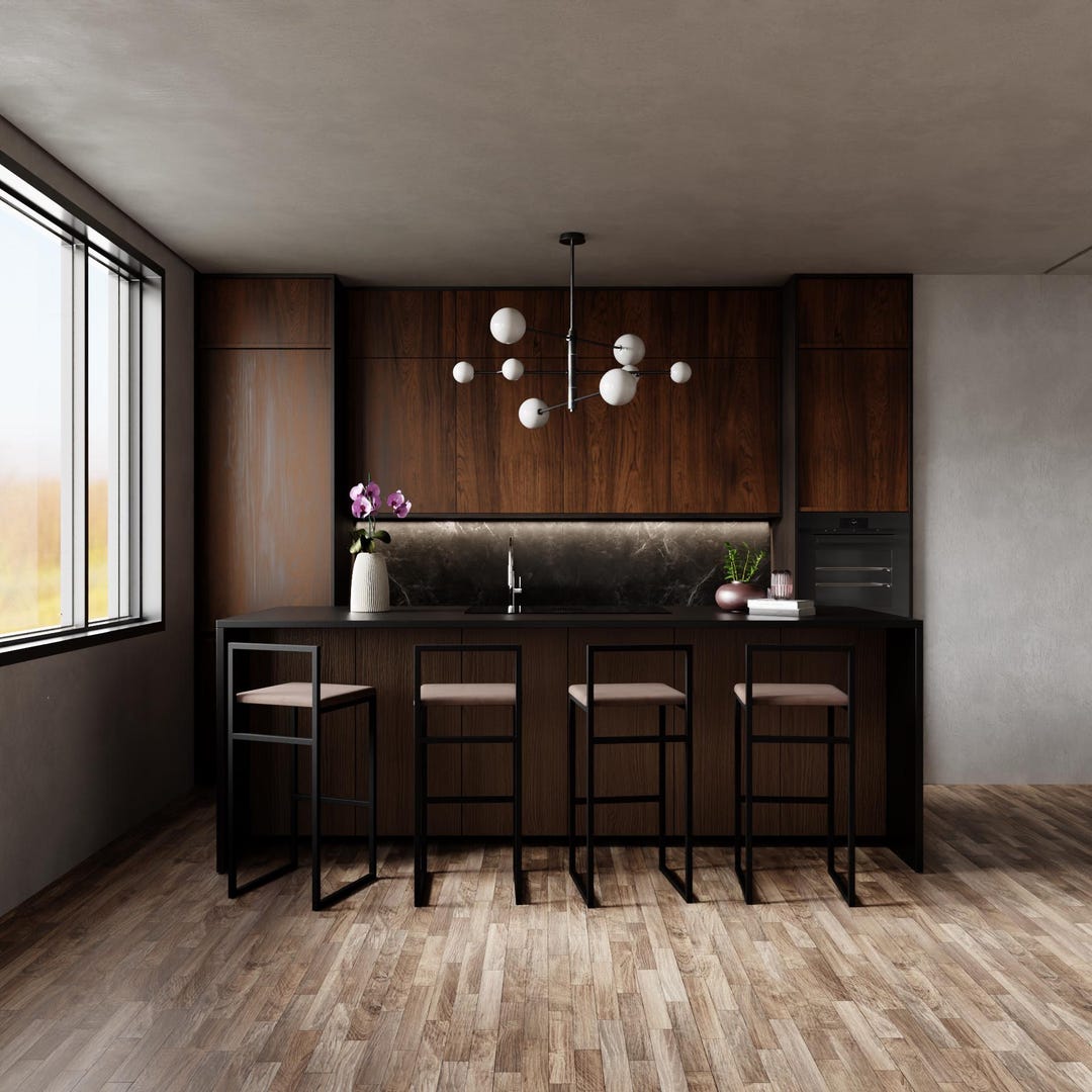 Scandinavian Bar Stool, Metal Bar Stool, Modern Kitchen Stool ...