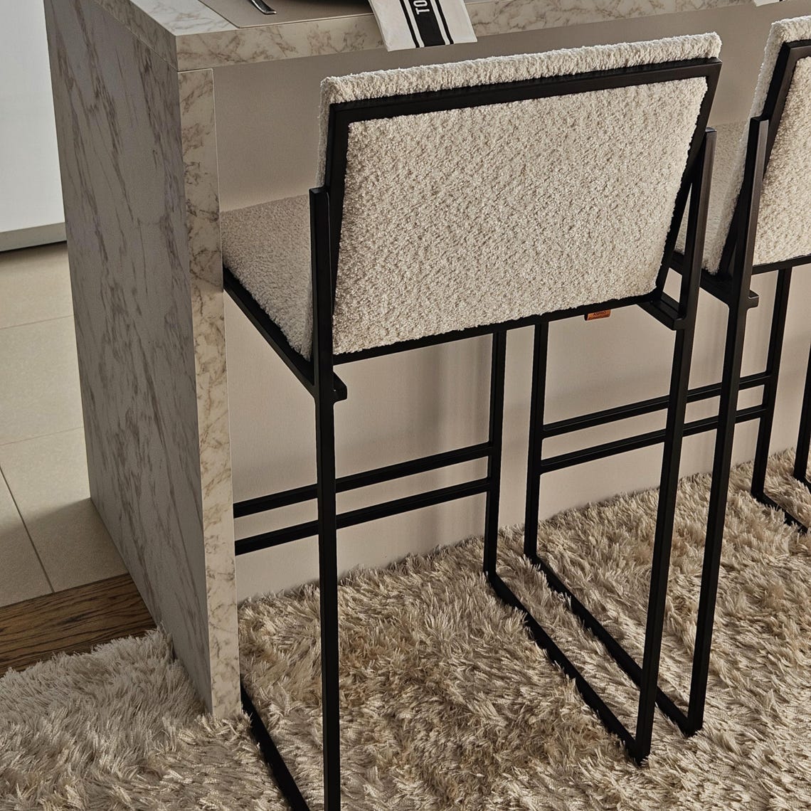Black Steel Frame Bar Stool - Modern Scandinavian Kitchen Chair - Etsy