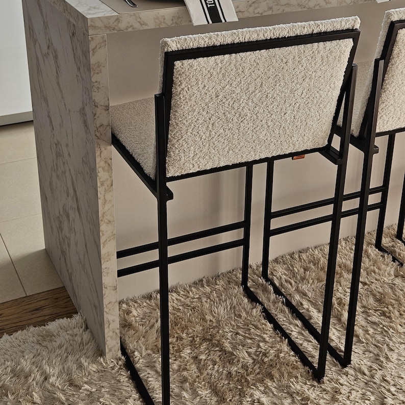 Aspro Furniture Tabouret de bar noir – Chaise de cuisine scandinave ...