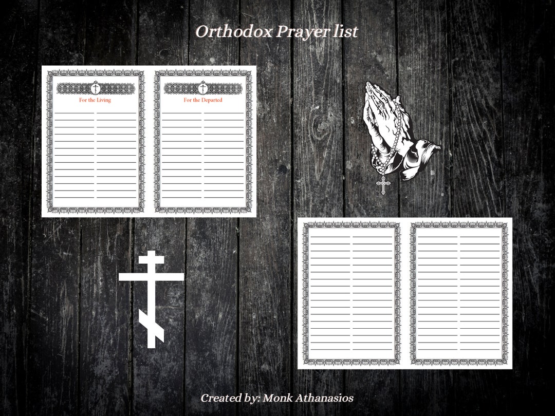 Orthodox Prayer List for Living and Deceased (digital Download) - Etsy