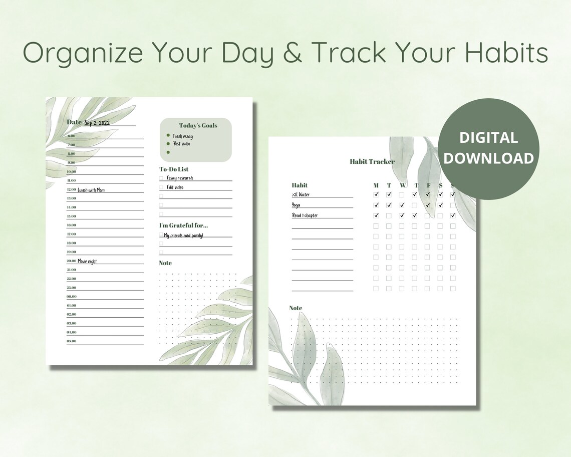 Daily Weekly Monthly Yearly Pages Printable Download Daily - Etsy