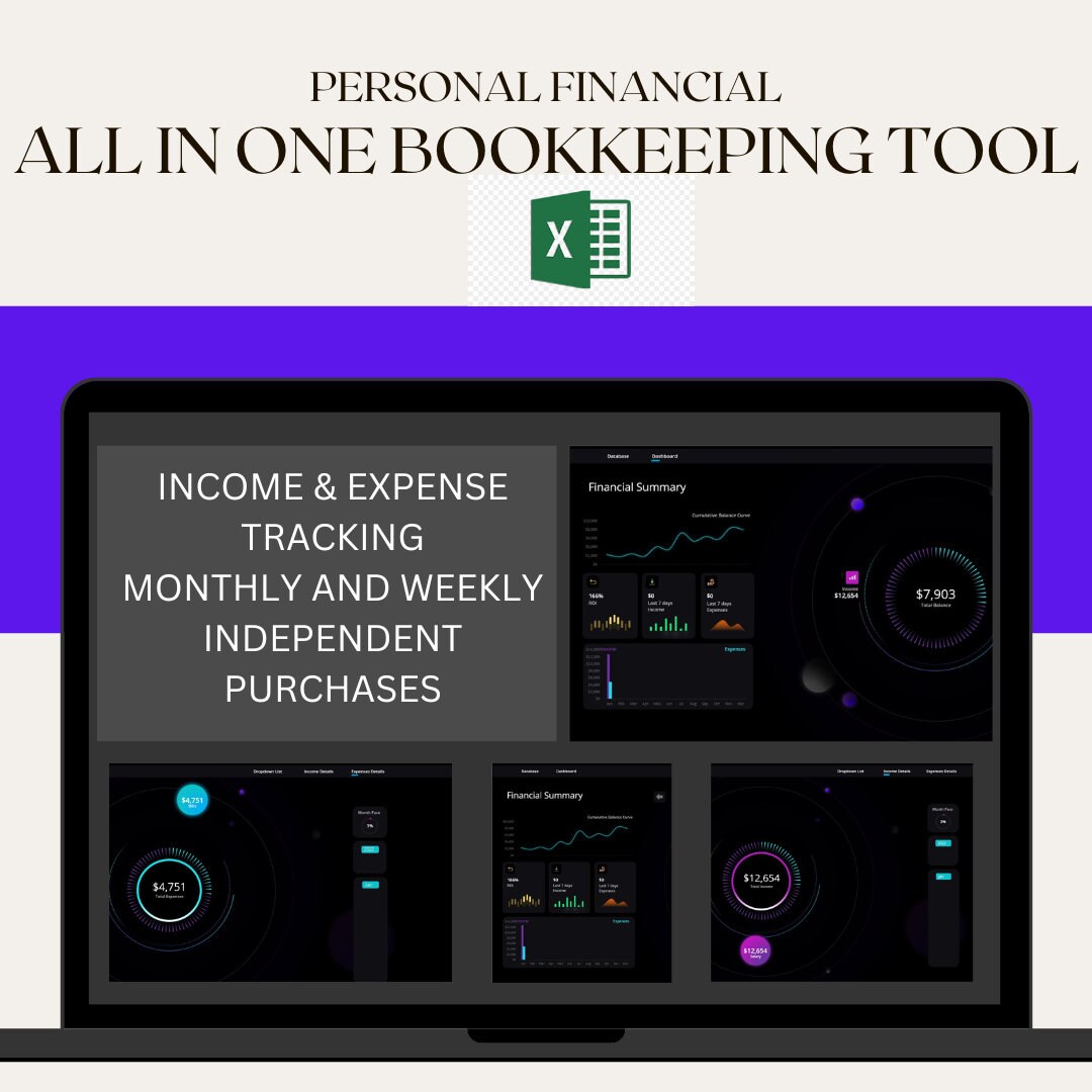 Personal Financial Excel - Personal Bookkeeping Sheet - Etsy