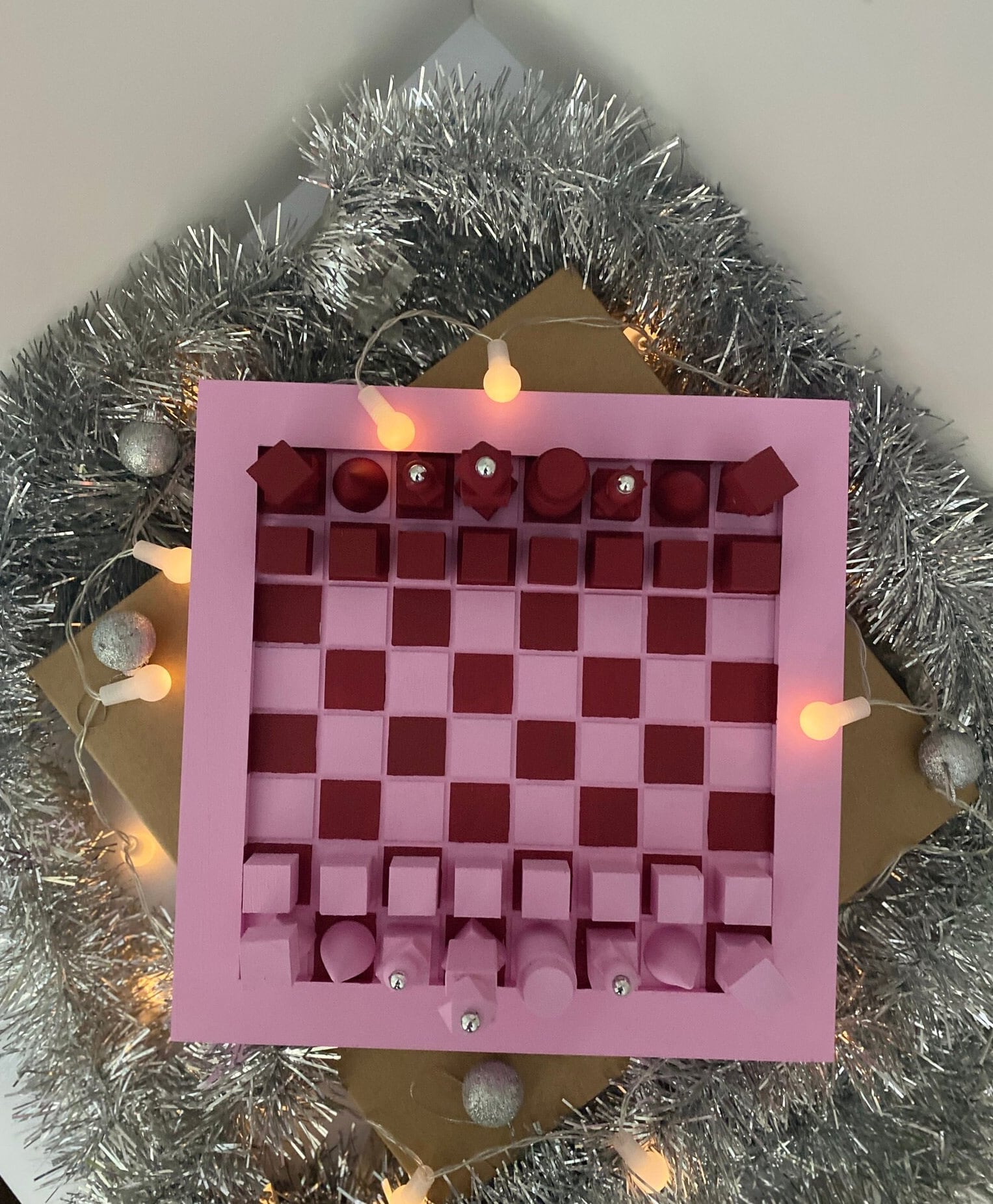 Wooden Unique Design Chess Set Handmade, Minimalist Style, Pastel ...