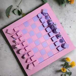 Barbie Unique Design Chess Set - Handmade, Minimalist Style, Pastel ...