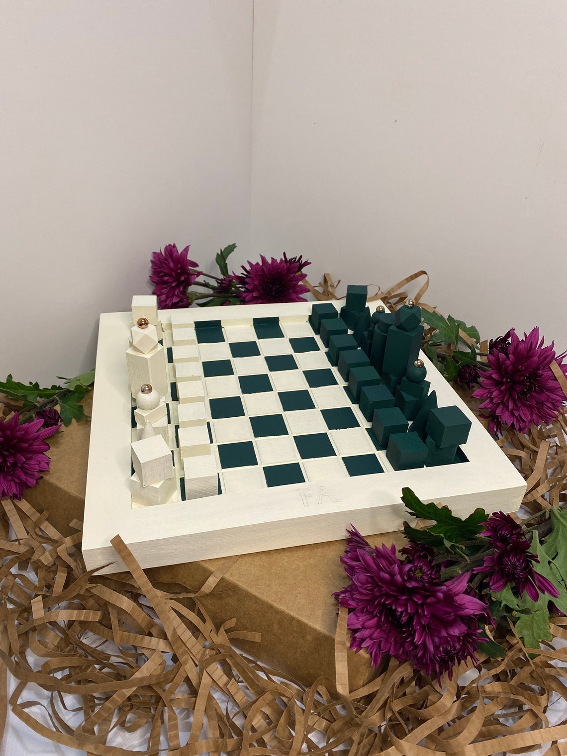 Wooden Unique Design Chess Set - Handmade, Minimalist Style, Pastel ...
