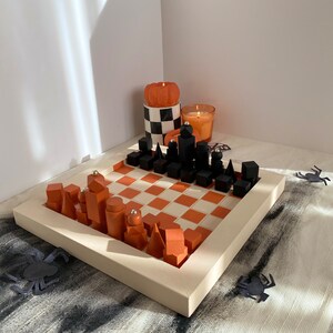 Handmade Halloween Chess Set - Minimalist Design, Halloween Gift ...