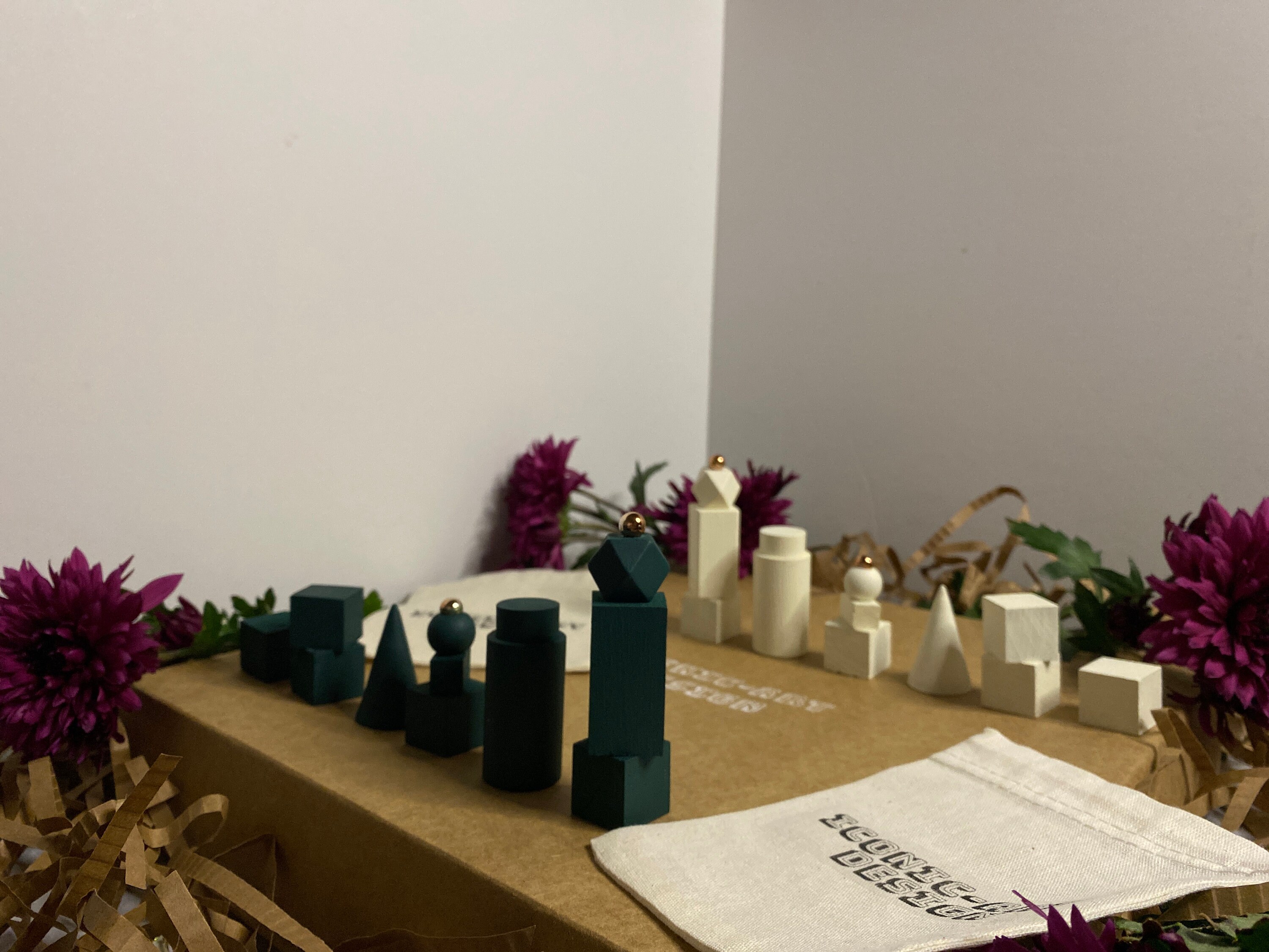 Wooden Unique Design Chess Set Handmade, Minimalist Style, Pastel ...