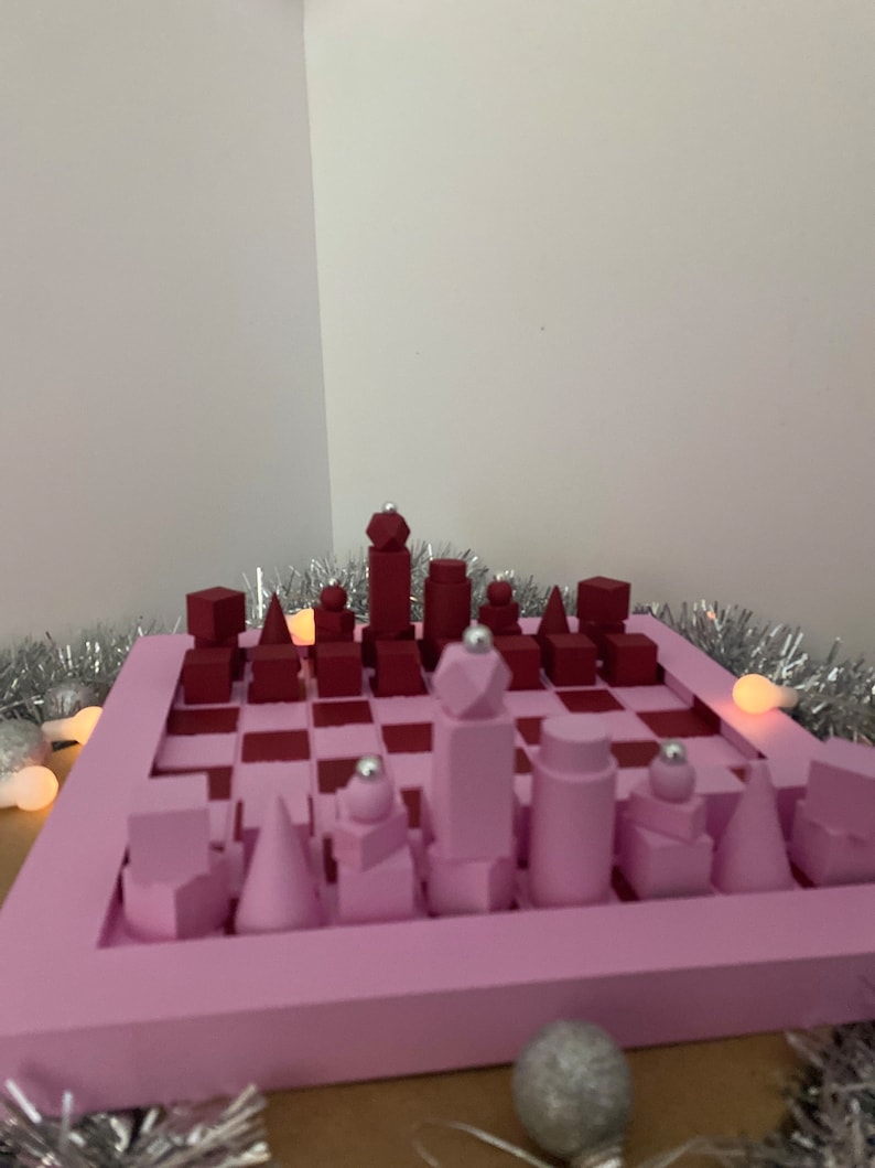 Wooden Unique Design Chess Set - Handmade, Minimalist Style, Pastel ...