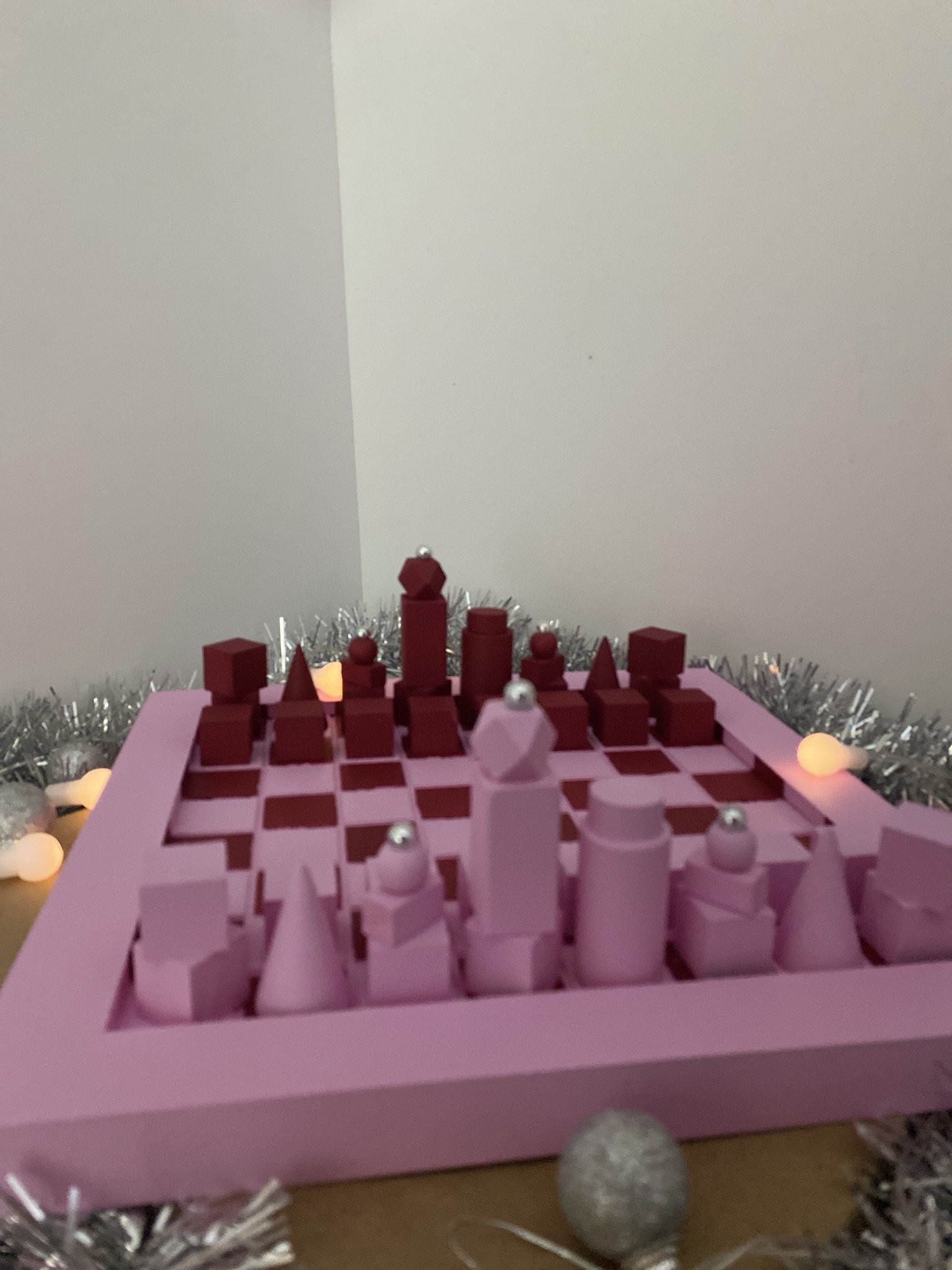 Wooden Unique Design Chess Set - Handmade, Minimalist Style, Pastel ...