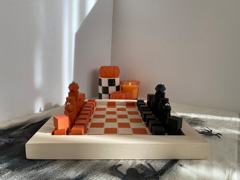 Handmade Halloween Chess Set - Minimalist Design, Halloween Gift ...