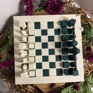 Wooden Unique Design Chess Set - Handmade, Minimalist Style, Pastel ...