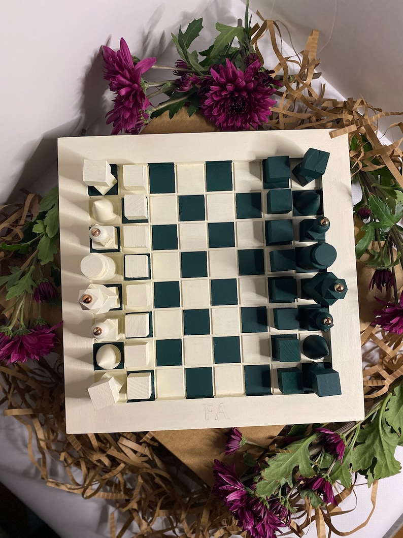 Wooden Unique Design Chess Set - Handmade, Minimalist Style, Pastel ...