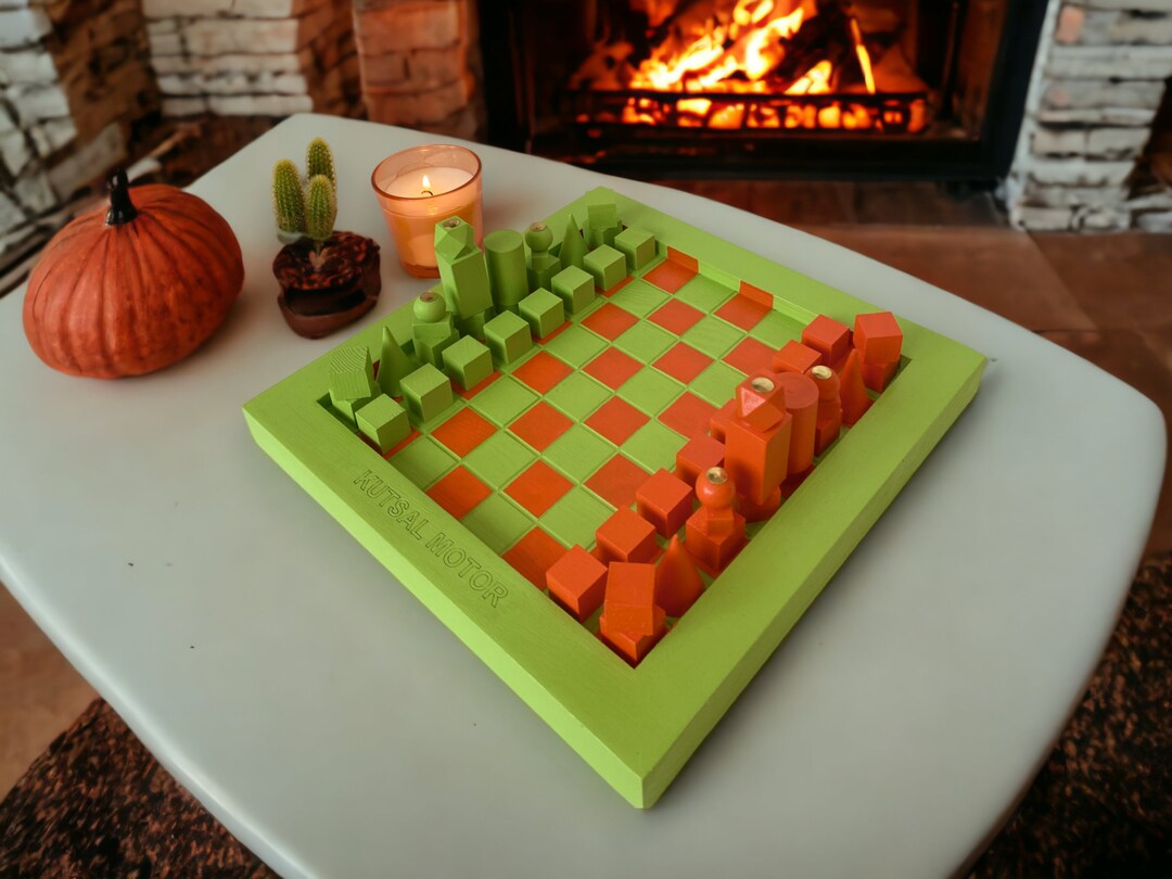 Handmade Modern Wooden Unique Design Chess Set - Minimalist Style ...