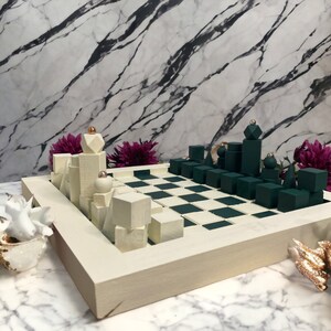 Wooden Unique Design Chess Set - Handmade, Minimalist Style, Pastel ...