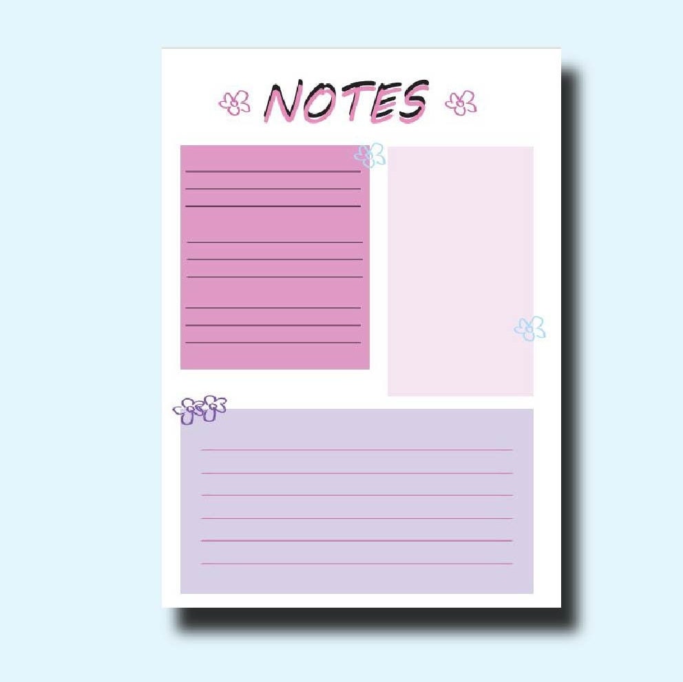Notes Page Printable Pink, Notes Page Planner, Printable Notes, Notes ...