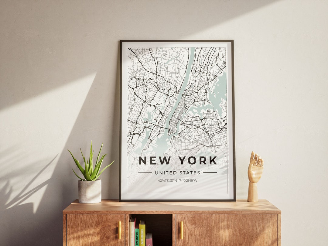 NEW YORK City Map, Minimalist Map Poster, Custom Map Poster, Printable ...