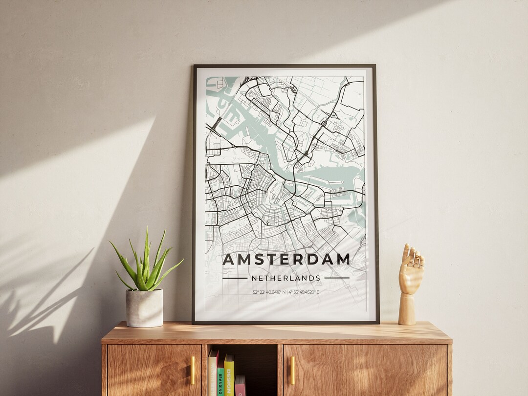 AMSTERDAM City Map Printable, Minimalist Map Poster, Printable Map Wall ...
