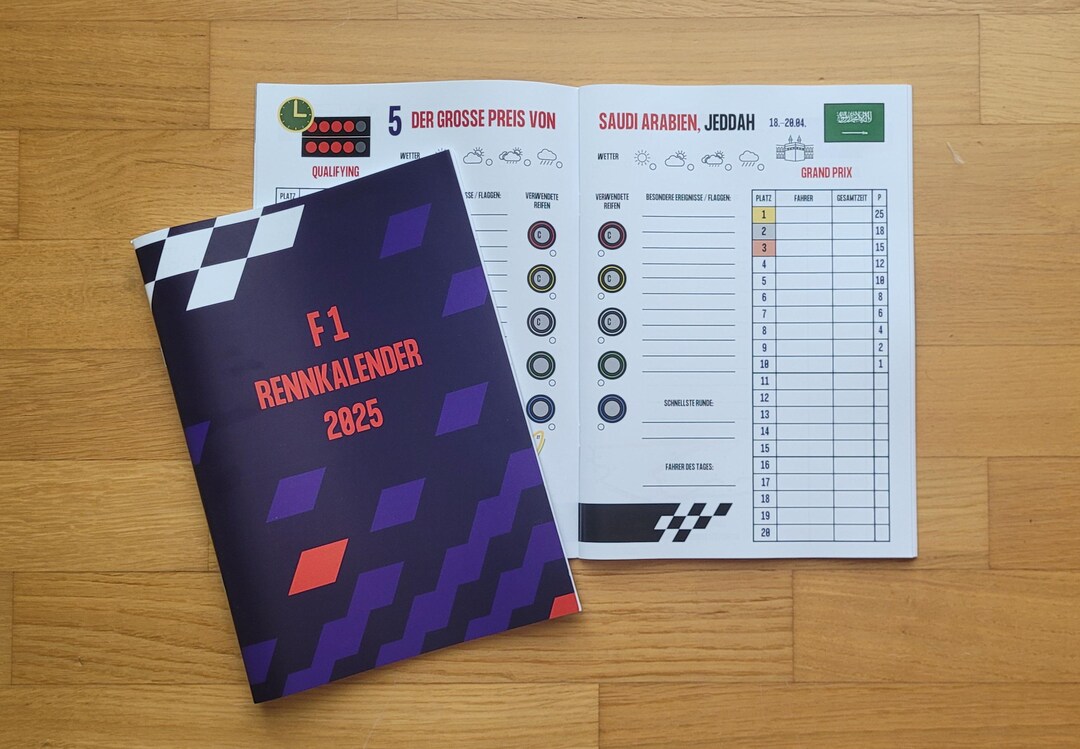 F1 Race Calendar 2025 / Racing Journal / Album / Tracker / to Fill Out ...