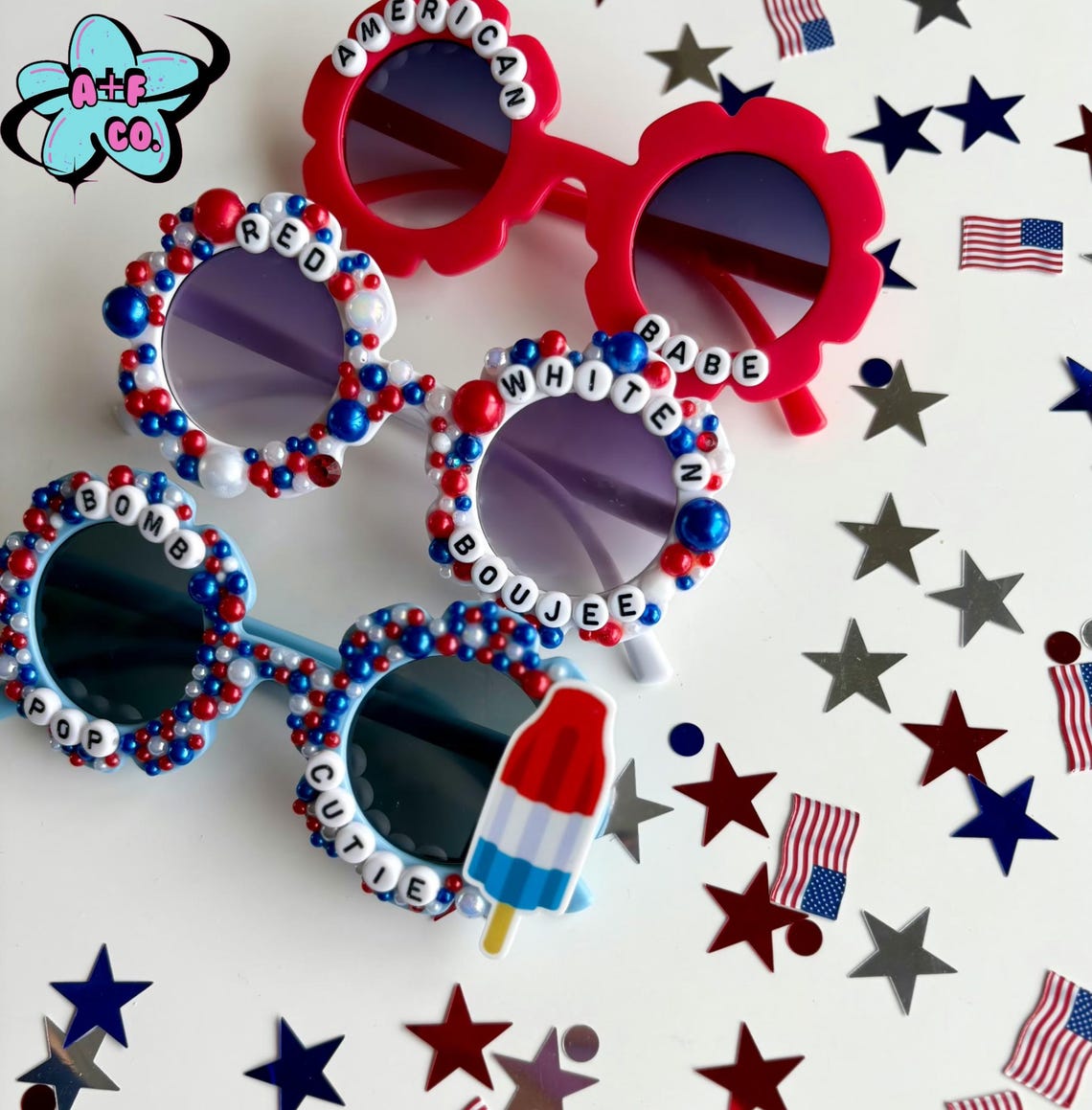 Bomp Pop Cutie, 4th of July Sunglasses, Memorial Day, USA Kids ...
