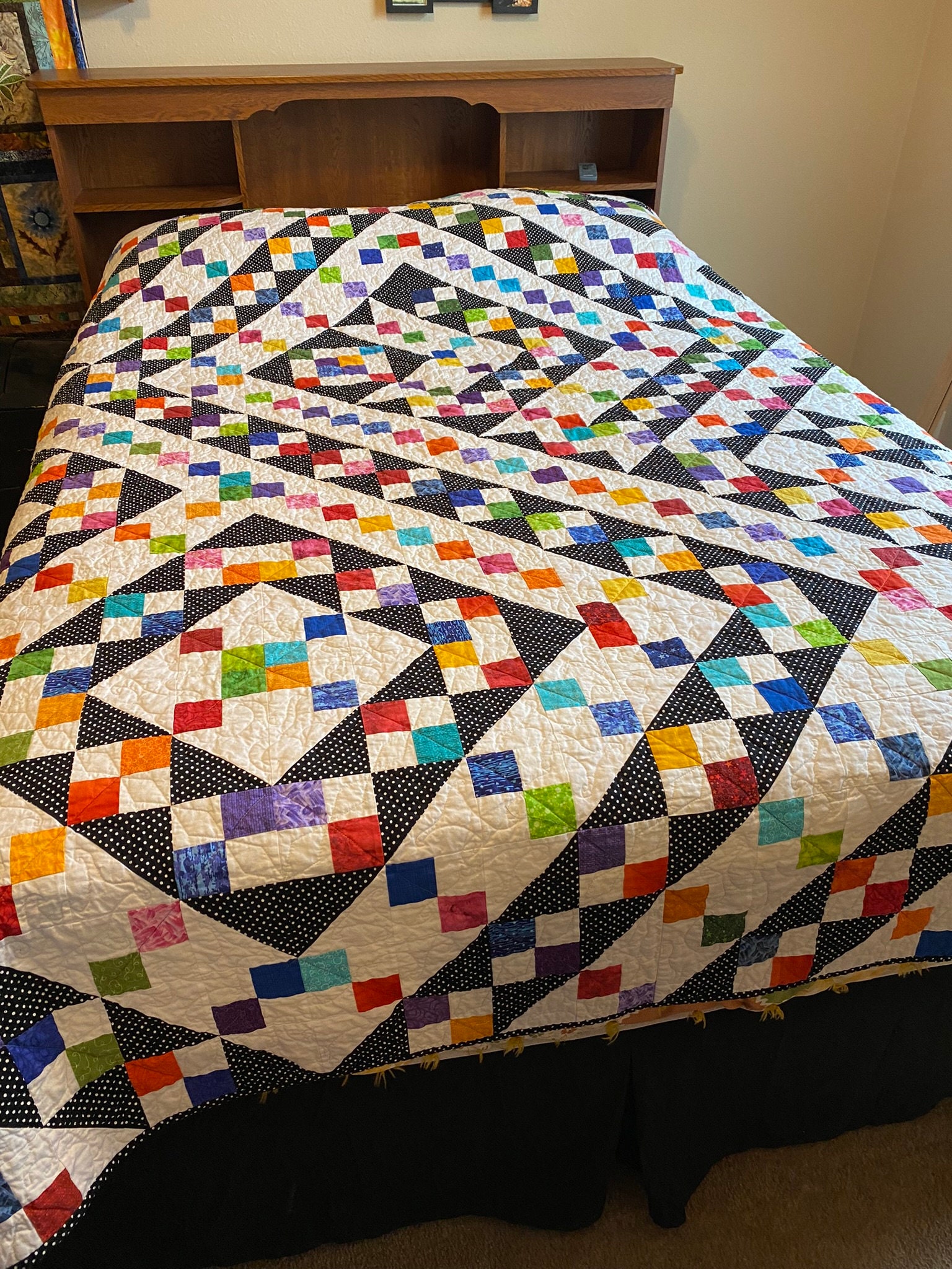 Queen Size Quilt Black White and Bold - Etsy