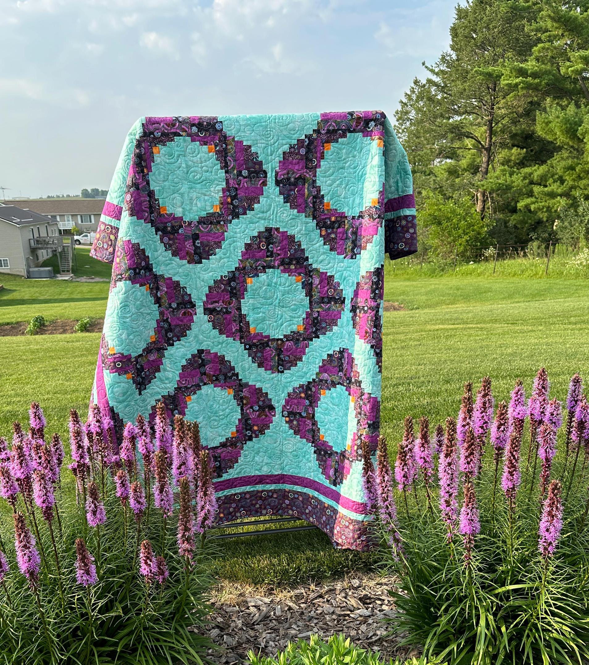 Purple Curvy Log Cabin Throw Quilt - Etsy