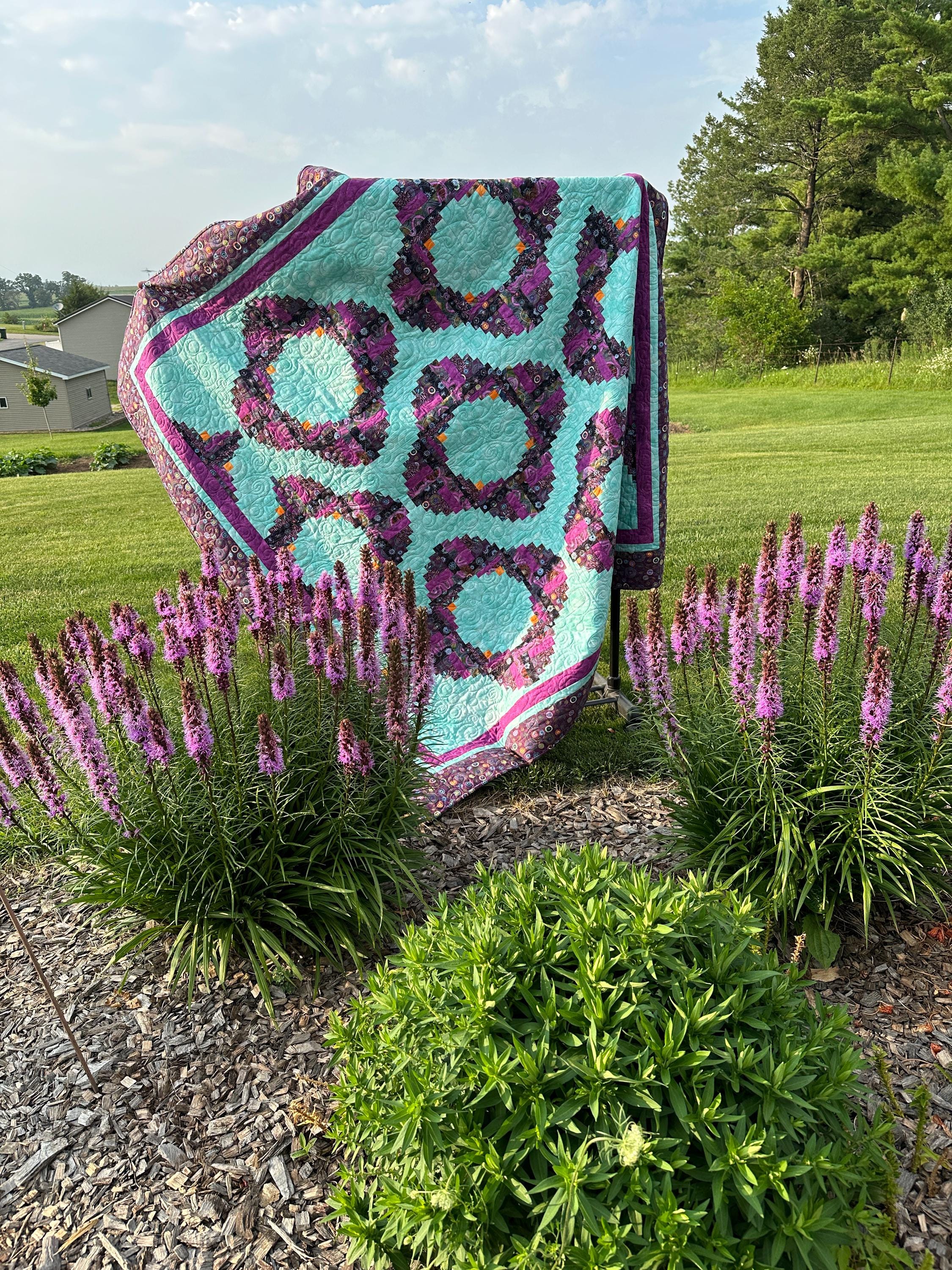 Purple Curvy Log Cabin Throw Quilt - Etsy