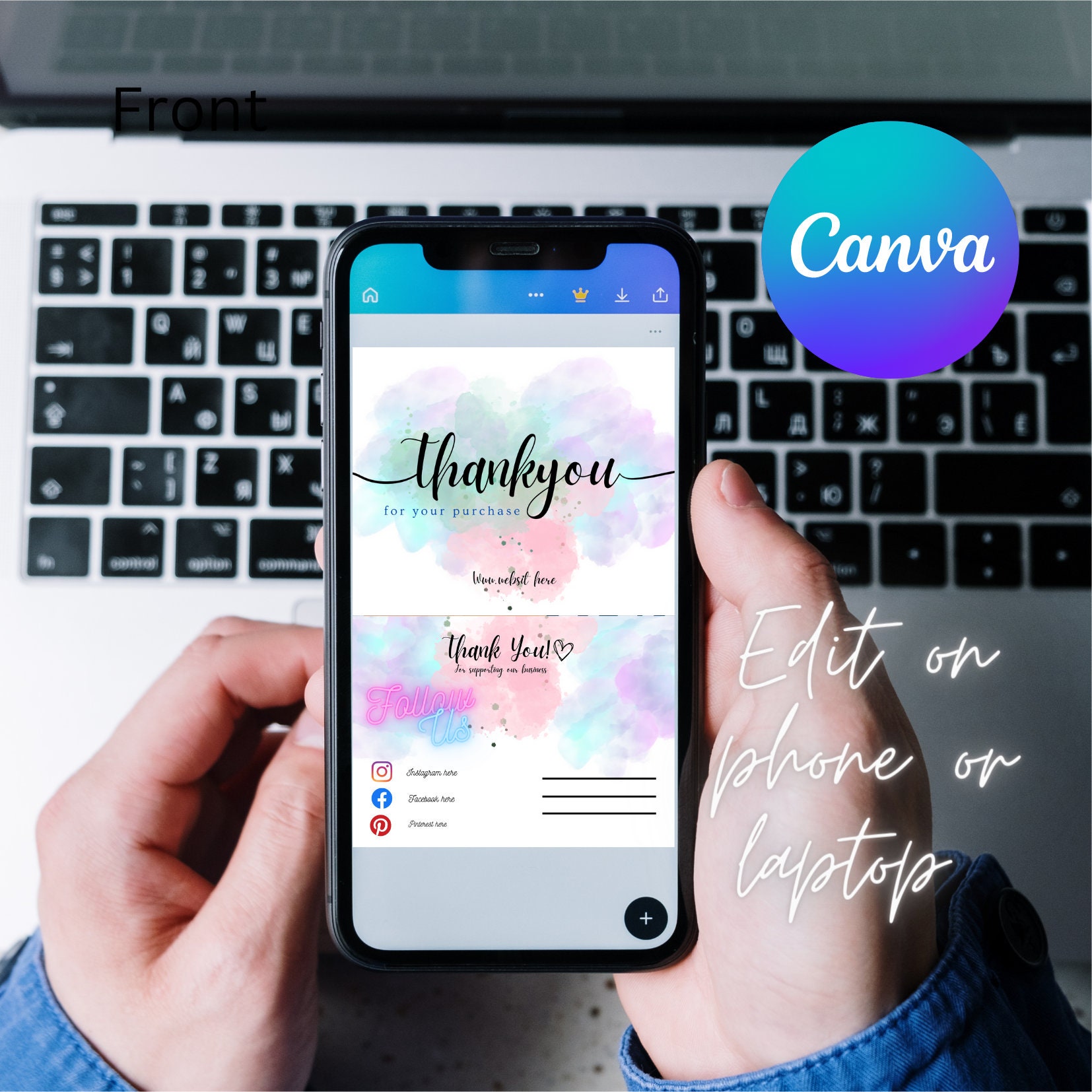 Editable Thank You Cards/ Digital Download - Etsy