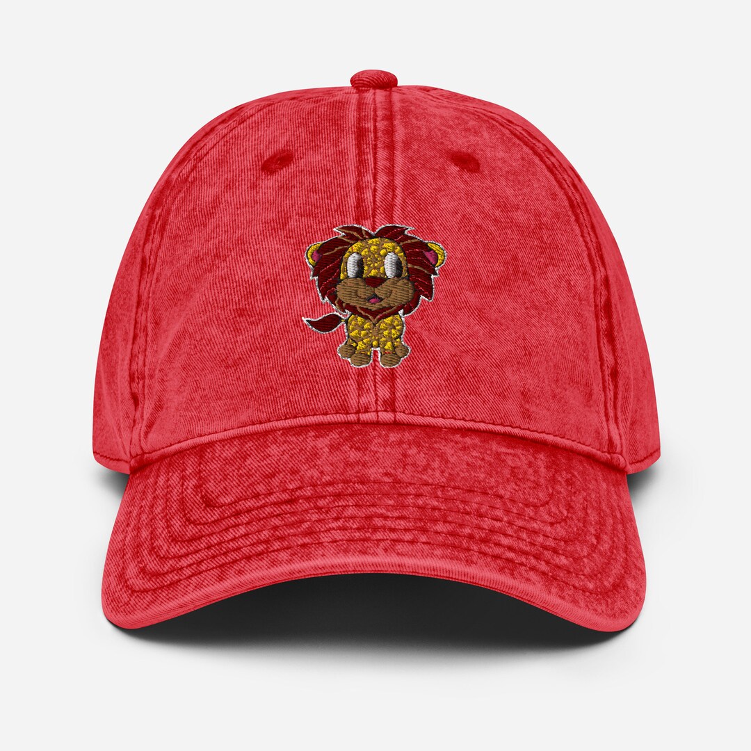 Lion Vintage Cotton Cap | Animal Cap | Embroidered Cap | Gift for ...