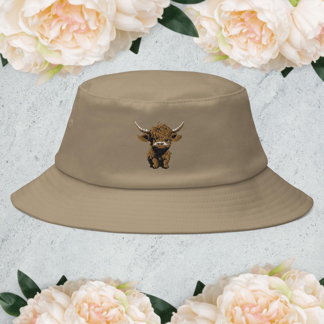 Highland Cow Embroidered Flexfit Bucket Hat | Animal Bucket Hat ...
