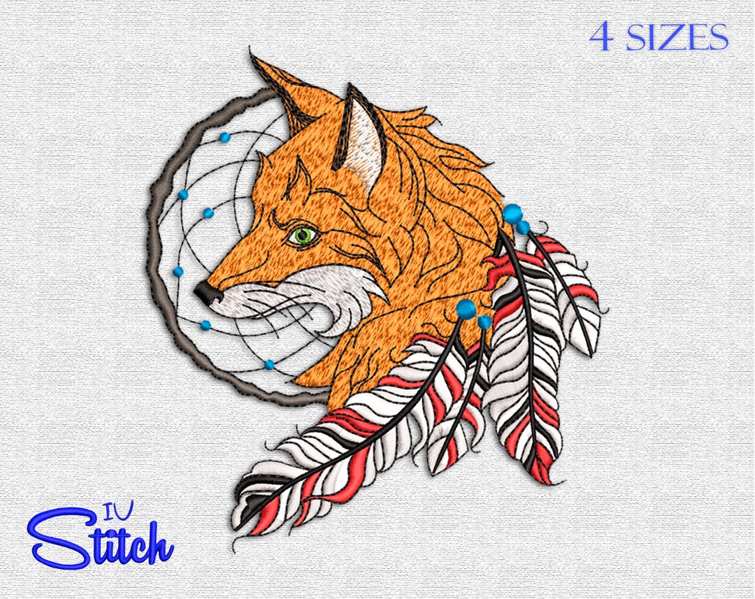 Dreamcatcher With Fox Emboidery Design 4 Sizes, Multiformat - Etsy