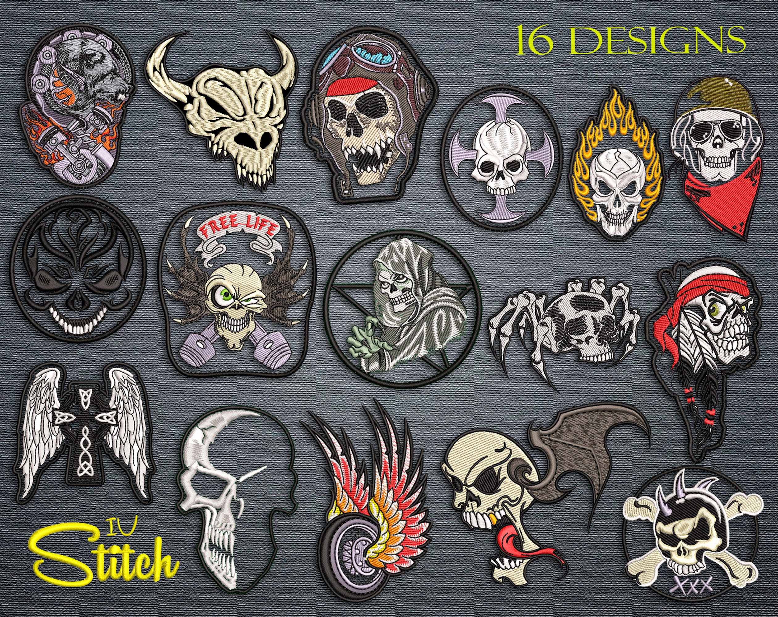 Biker Patches Collection 2 Embroidery Designs 12 Designs 3 - Etsy