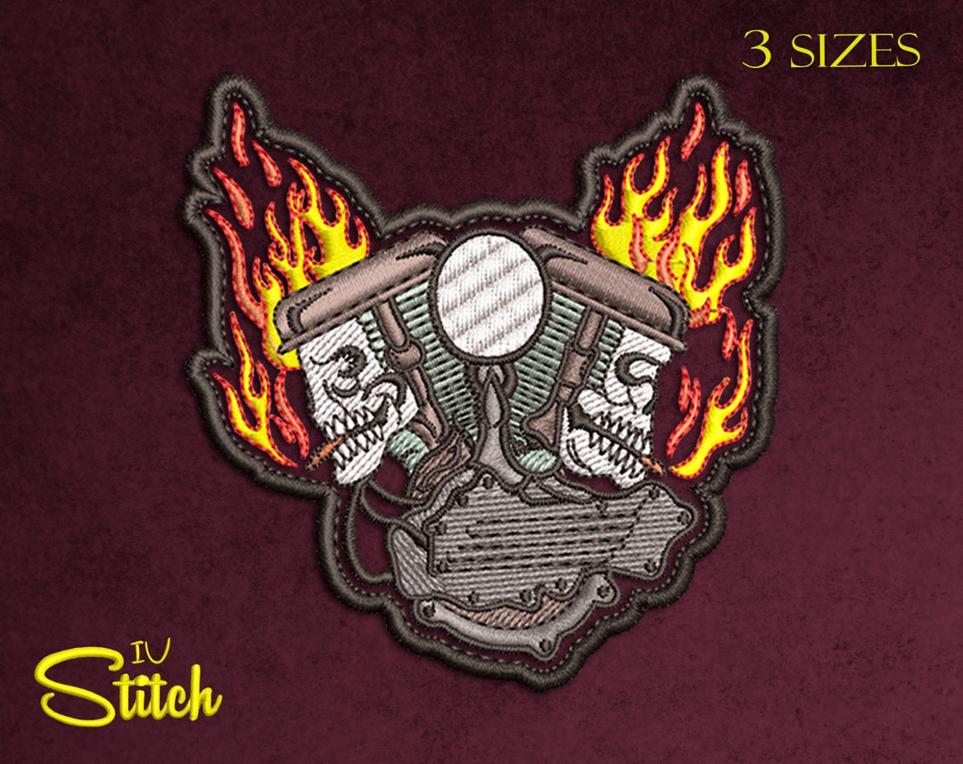 Double Skulls Embroidery Design, 3 Sizes, Multiformat - Etsy