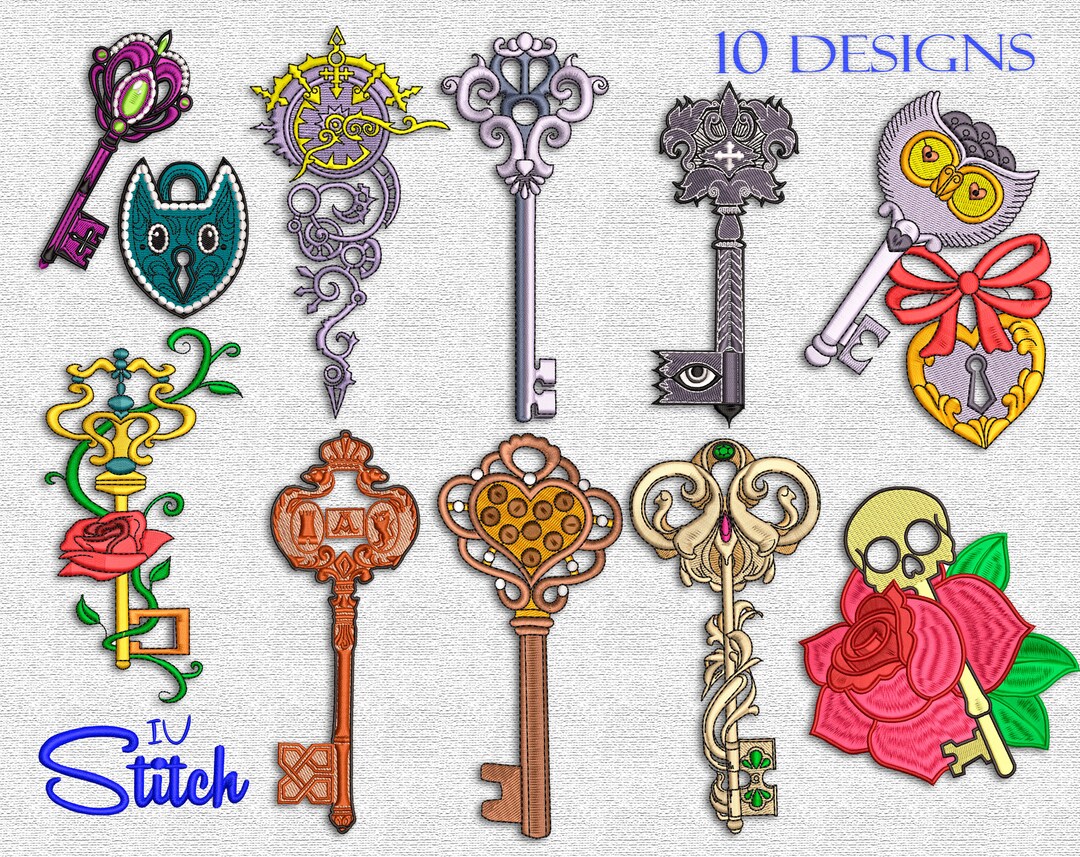 Fairy Keys Collection Designs Embroidery Designs, 3 Sizes, 10 Designs ...