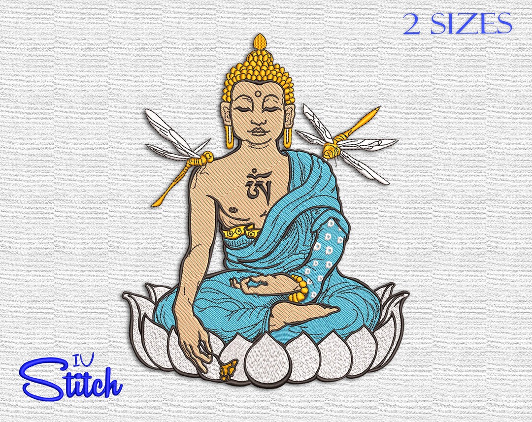 Meditating Buddha Embroidery Design 2 Sizes Multiformat - Etsy