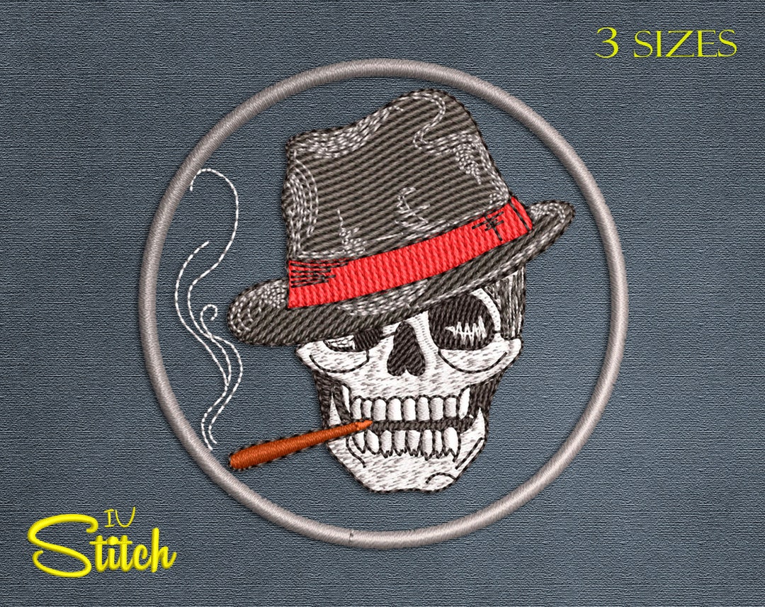 Skull With Hat Embroidery Design, 3 Sizes, Multiformat - Etsy