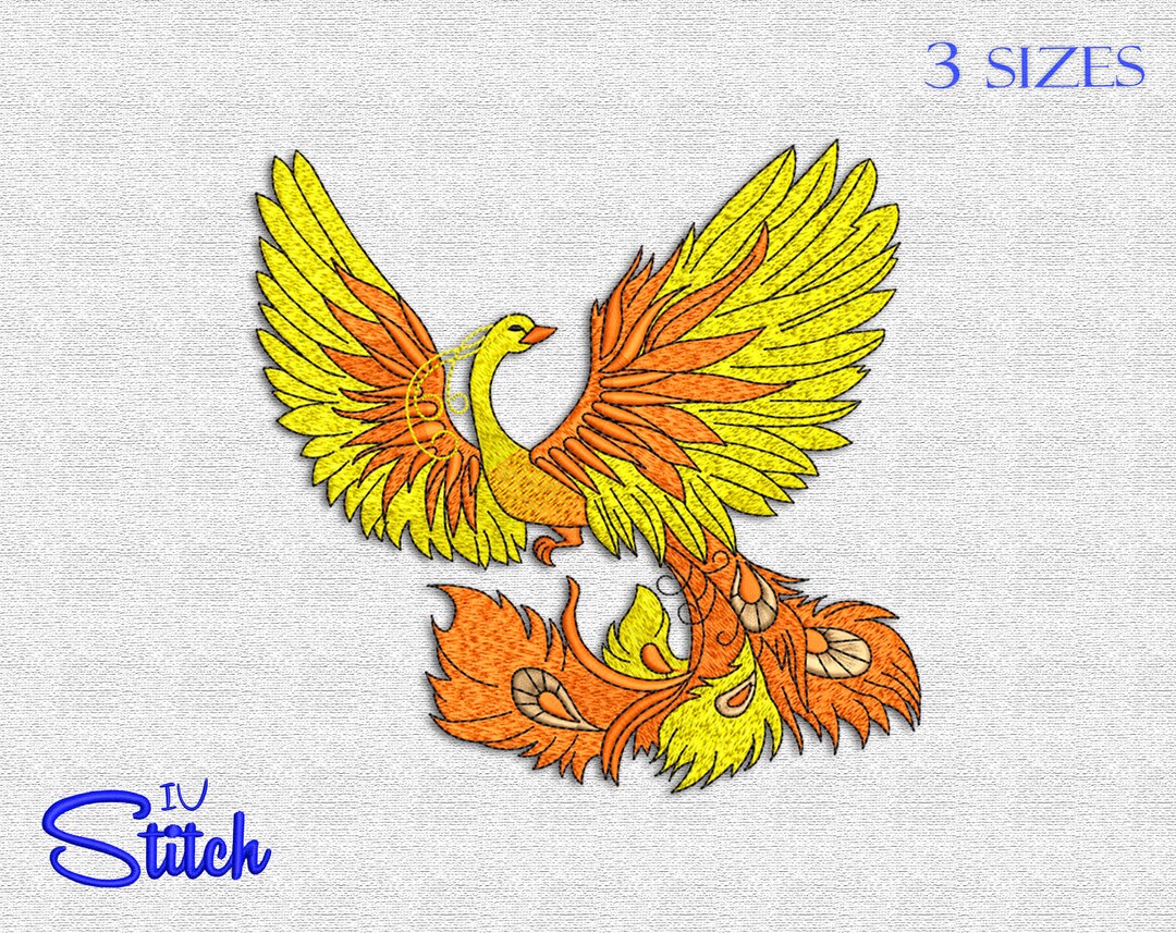 Flamy Phoenix Embroidery Designs, 3 Sizes, Multiformat - Etsy
