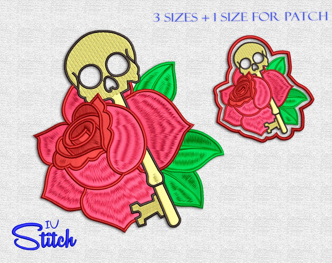Skull Key Embroidery Designs, 3+1 Sizes, Multiformat - Etsy