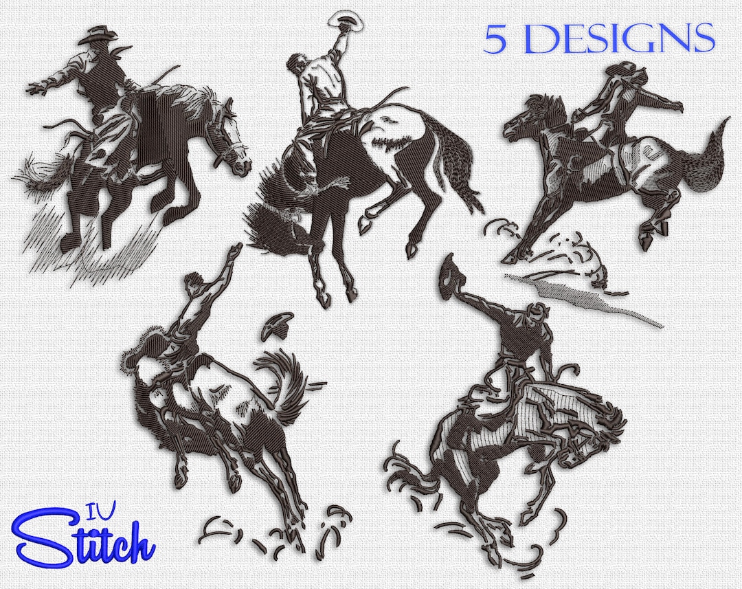 Cowboys Embroidery Designs Pack, 5 Designs, 3 Sizes, Multiformat - Etsy