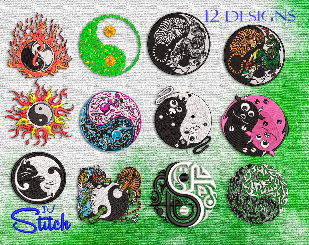 Yin Yang Collection Embroidery Designs, 12 Designs, Multiformat ...
