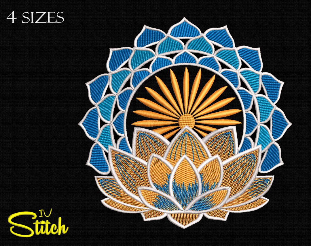 Blossom Lotus Embroidery Design, 4 Sizes, Multiformat - Etsy
