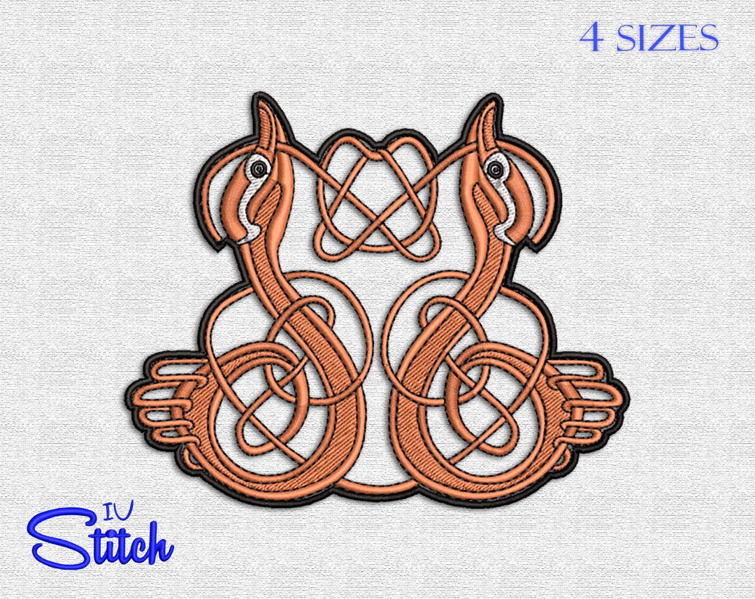 Celtic Pattern With Ducks Embroidery Design, 4 Sizes, Multiformat - Etsy