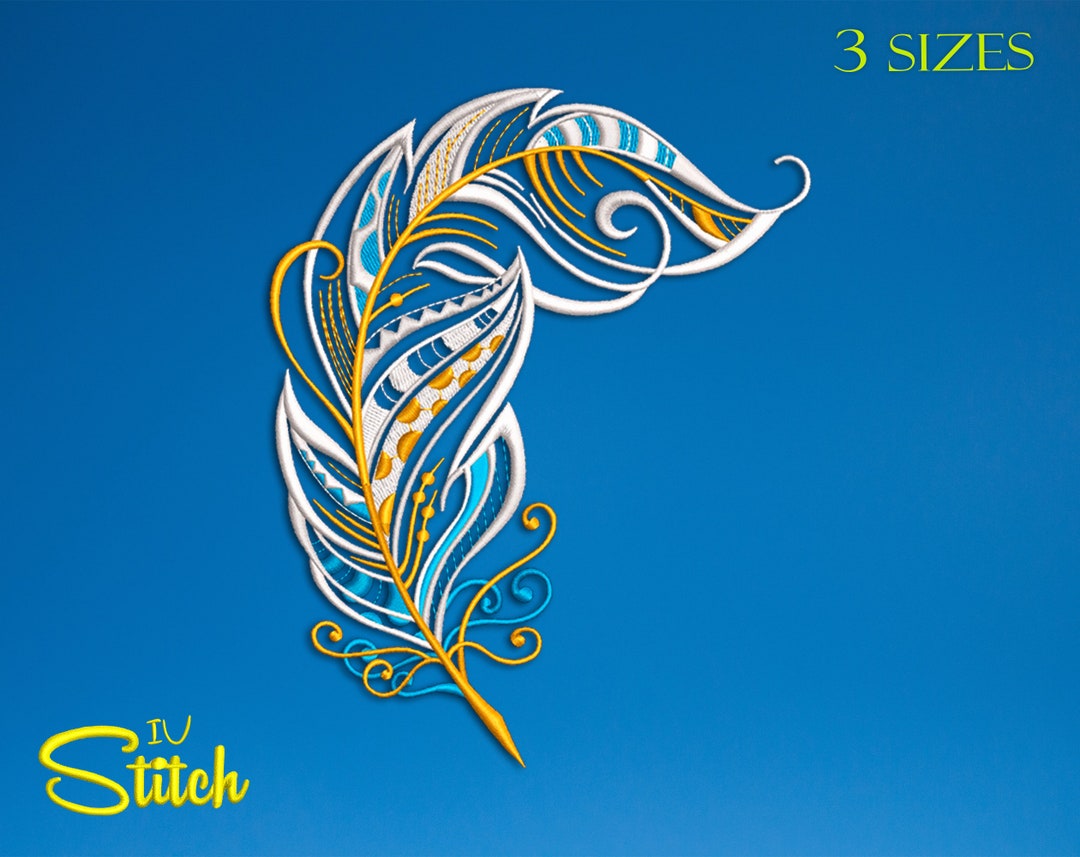 Openwork Feather Embroidery Design, 3 Sizes, Multiformat - Etsy