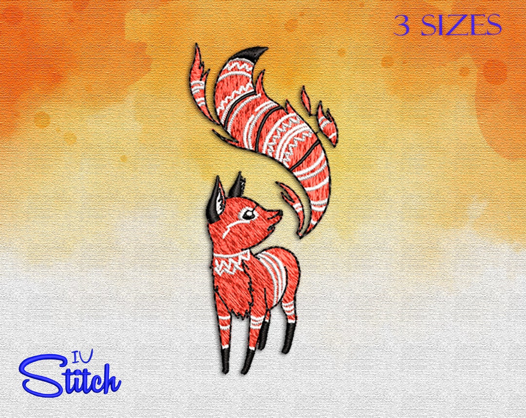 Flamy Fox Embroidery Design, 3 Sizes, Multiformat - Etsy
