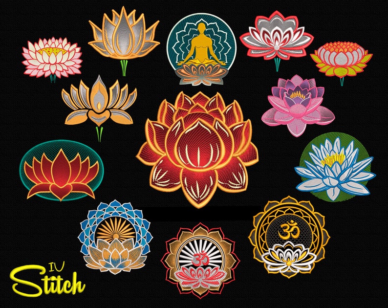 Lotus Flower Pack 13 Embroidery Designs 4 Sizes Multiformat - Etsy