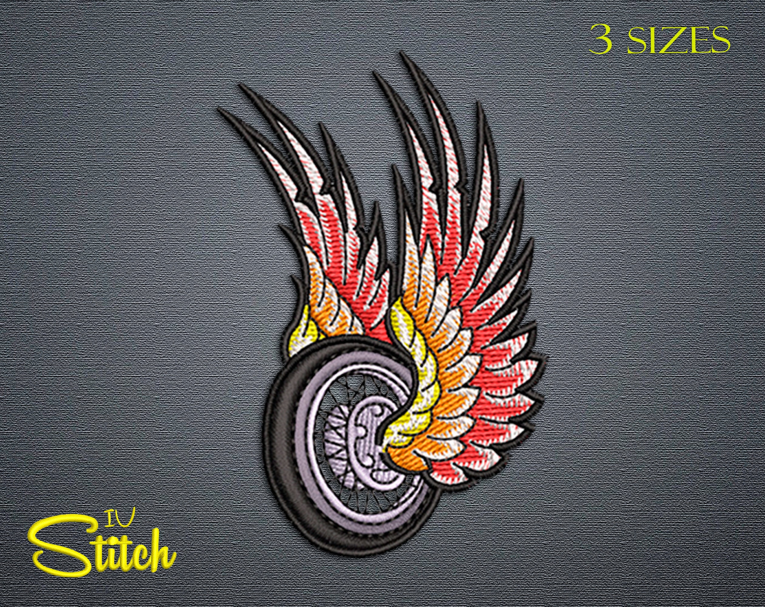 The Flying Wheel Biker Embroidery Design, 3 Sizes, Multiformat - Etsy